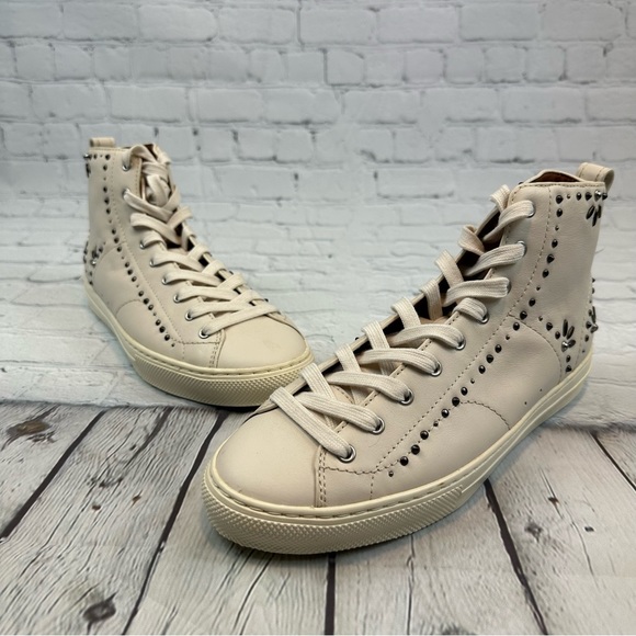 Coach | Shoes | Coach Womens Leather High Top Sneaker Prairie Rivets ...